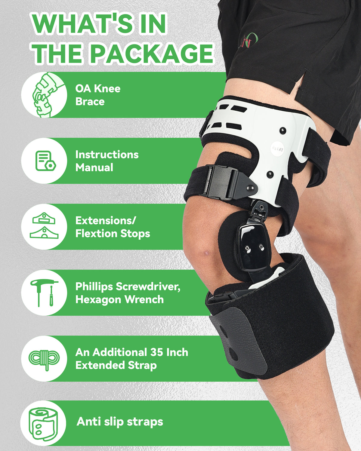 OA Unloader Knee Brace, Adjustable Metal Medial & Lateral Valgus Knee