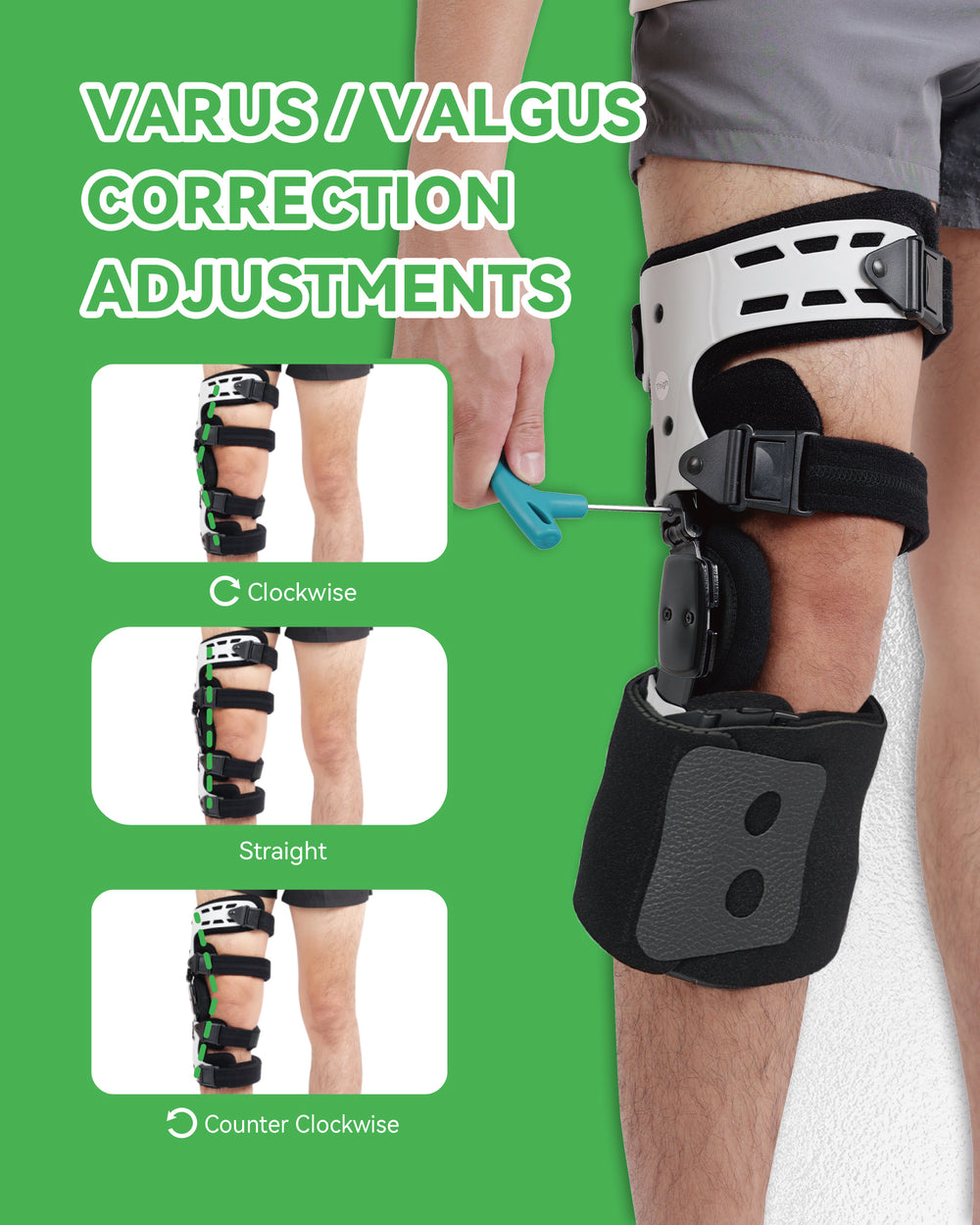OA Unloader Knee Brace, Adjustable Metal Medial & Lateral Valgus Knee
